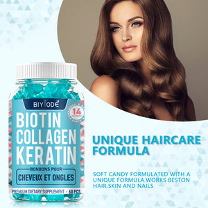BIYODE Biotin Gummies with Collagen & Keratin for Hair Skin Nails